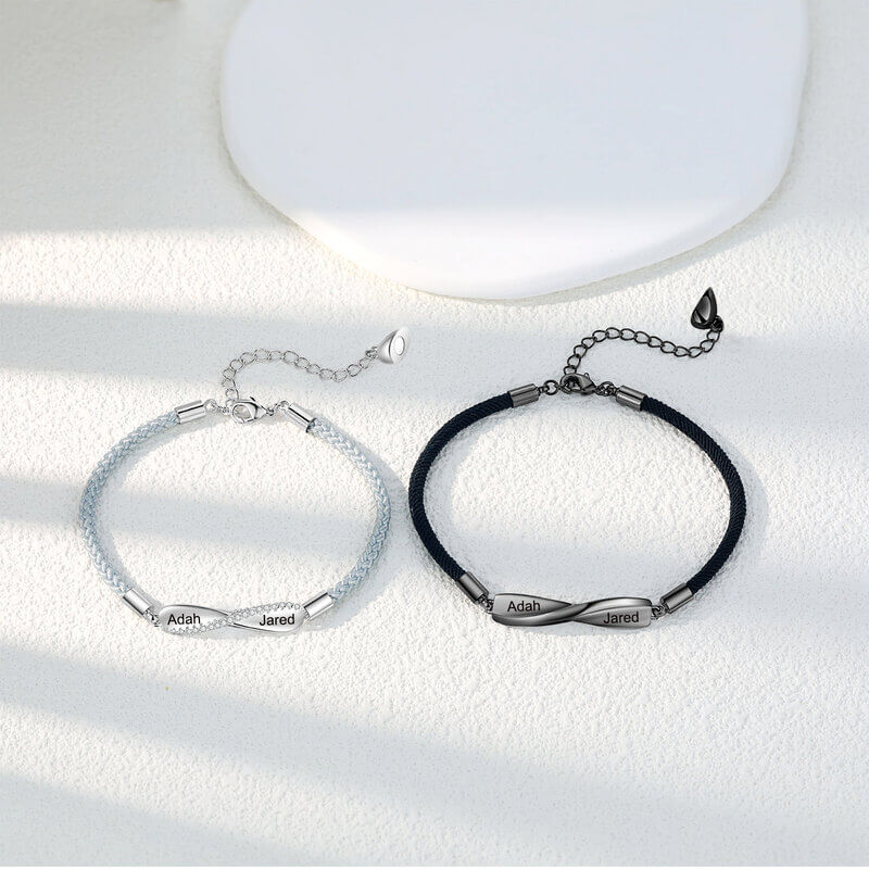 Personalised Infinity Charms Magnetic Couple Bracelets | Engraved Matc ...